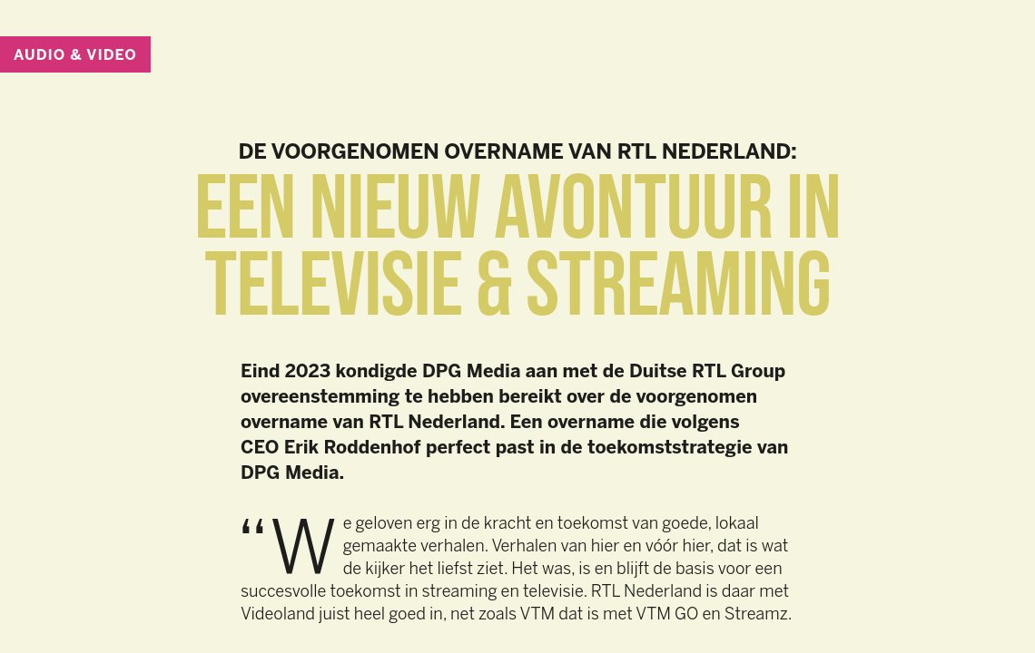 Voorgenomen overname RTL Nederland - DPG Media jaarverslag 2023