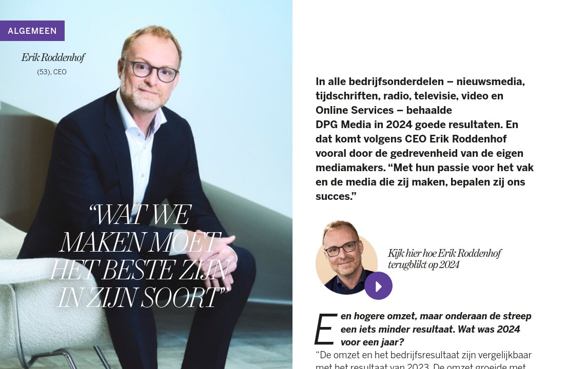 Davy Parmentier over The best of VTM - DPG Media jaarverslag 2024